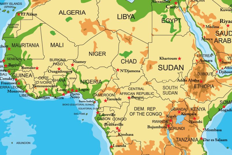 Karta svijeta geografska, države, uzvisine - PLAKATI.COM.HR